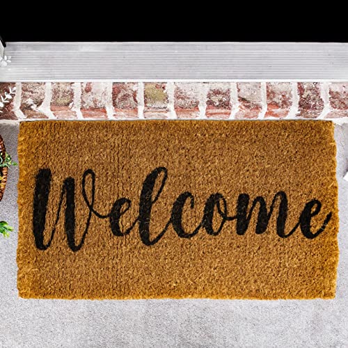 Juvale Natural Coir Doormat, Welcome Mats for Front Door, Outdoor Entry (16x29 in)