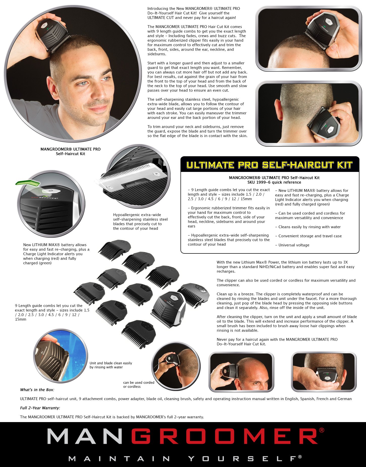 MANGROOMER The Looking Good Bundle Self-Haircut Kit Nose & Ear Hair Trimmer