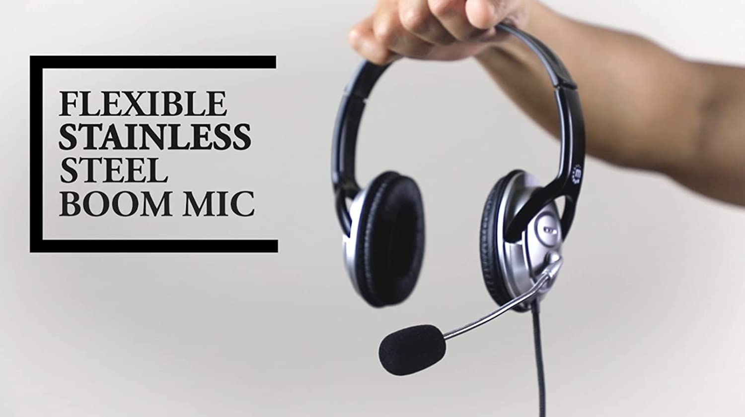 MANHATTAN Wired Headset with Microphone - with 8 ft Long Braided Stereo Cable, Single 3.5mm Plug Jack, Volume Control, Flexible Mic β for Computer, Laptop, PC, Phone β 3 Yr Mfg Warranty β 180825