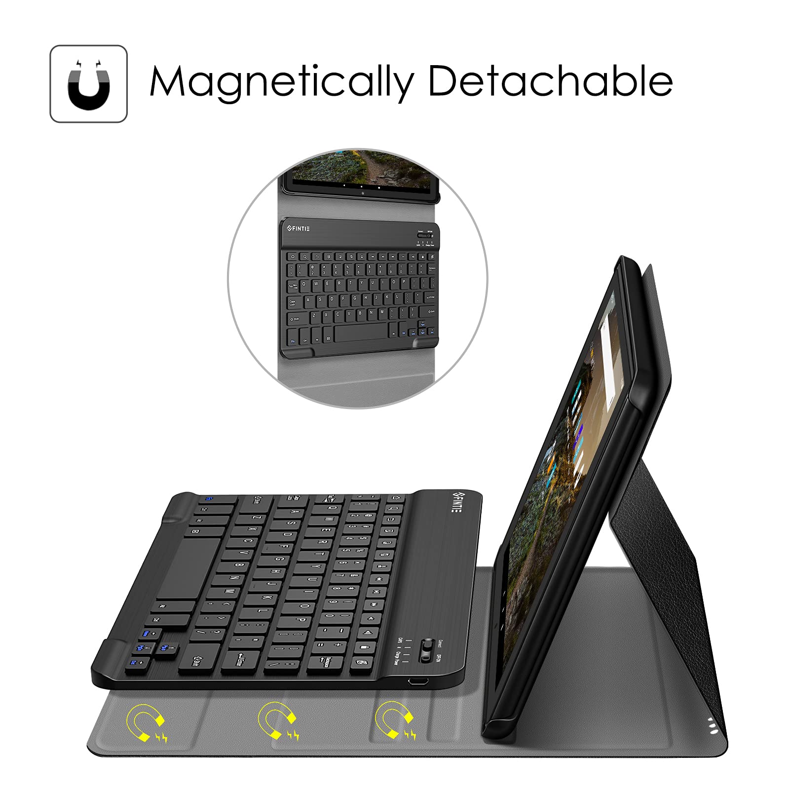 Fintie Keyboard Case for Fire HD 10 and Fire HD 10 Plus Tablet (Only Compatible with 11th Generation 2021 Release), Slim Lightweight Cover with Detachable Bluetooth Keyboard, Black