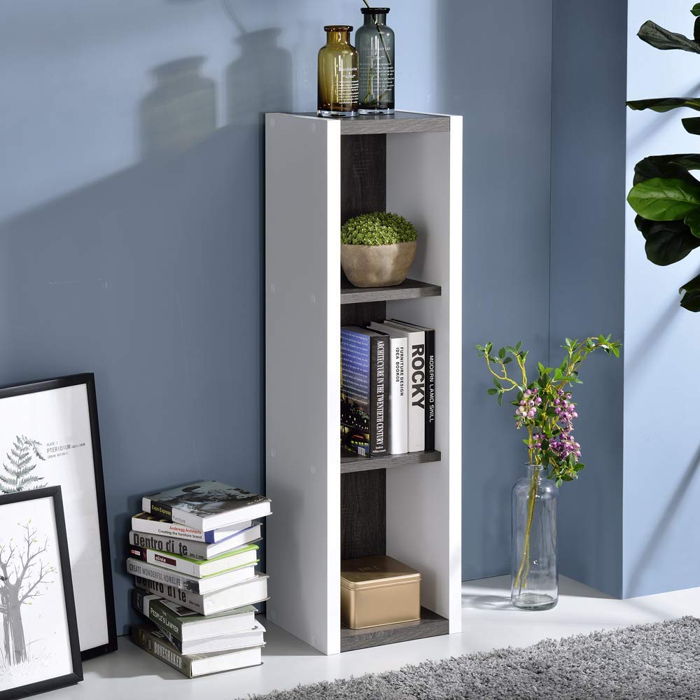 Frama DIY Two-Color 3 Shelf Storage Bookcase, 1.18 inch Thick Plywood Stackable Bookshelf Organizer for Living Room, Home and Office, Black Brown