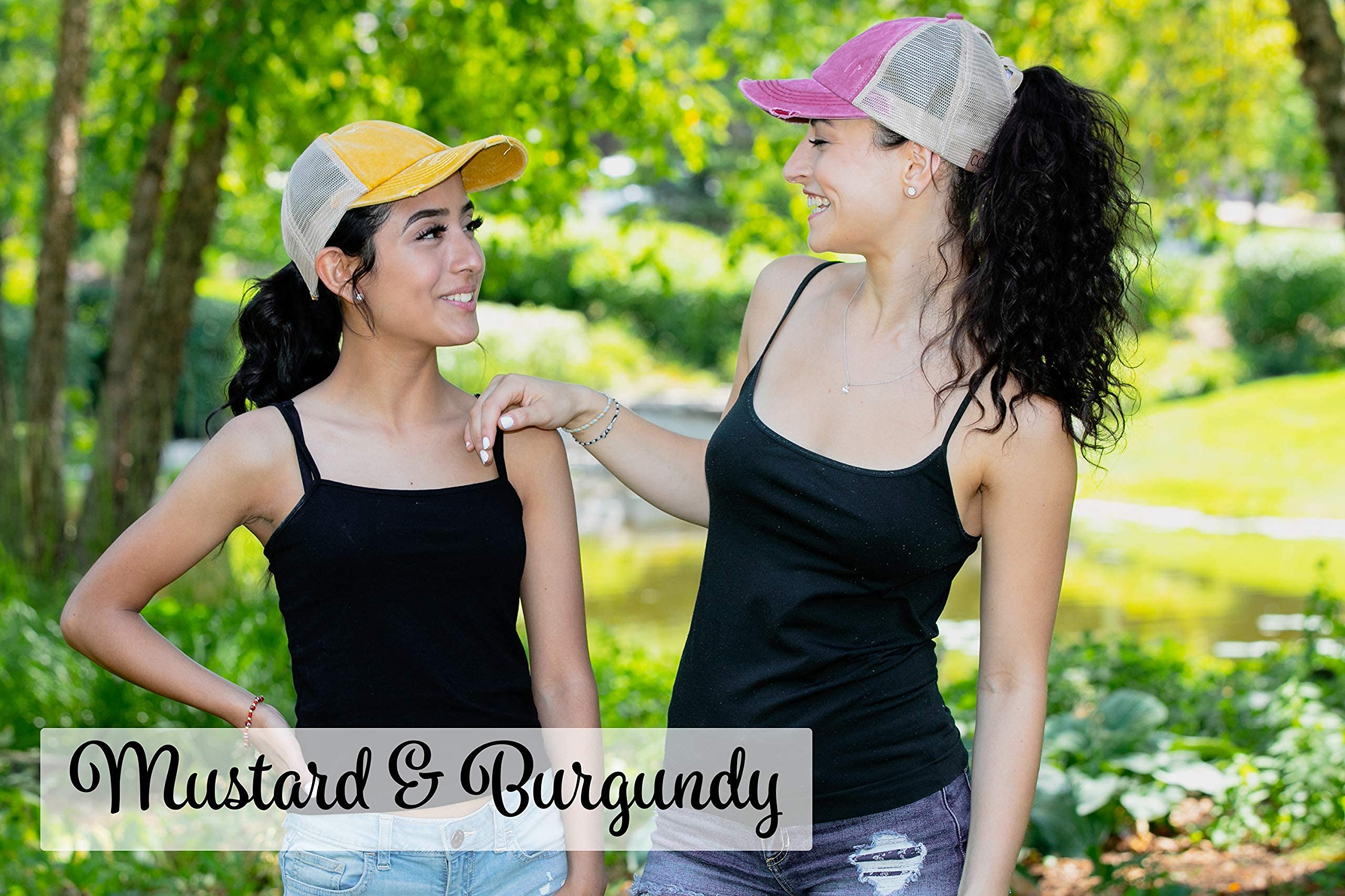 Funky Junque Ponytail Messy Bun Trucker Ponycap (Mesh - White w/Criss Cross Back)