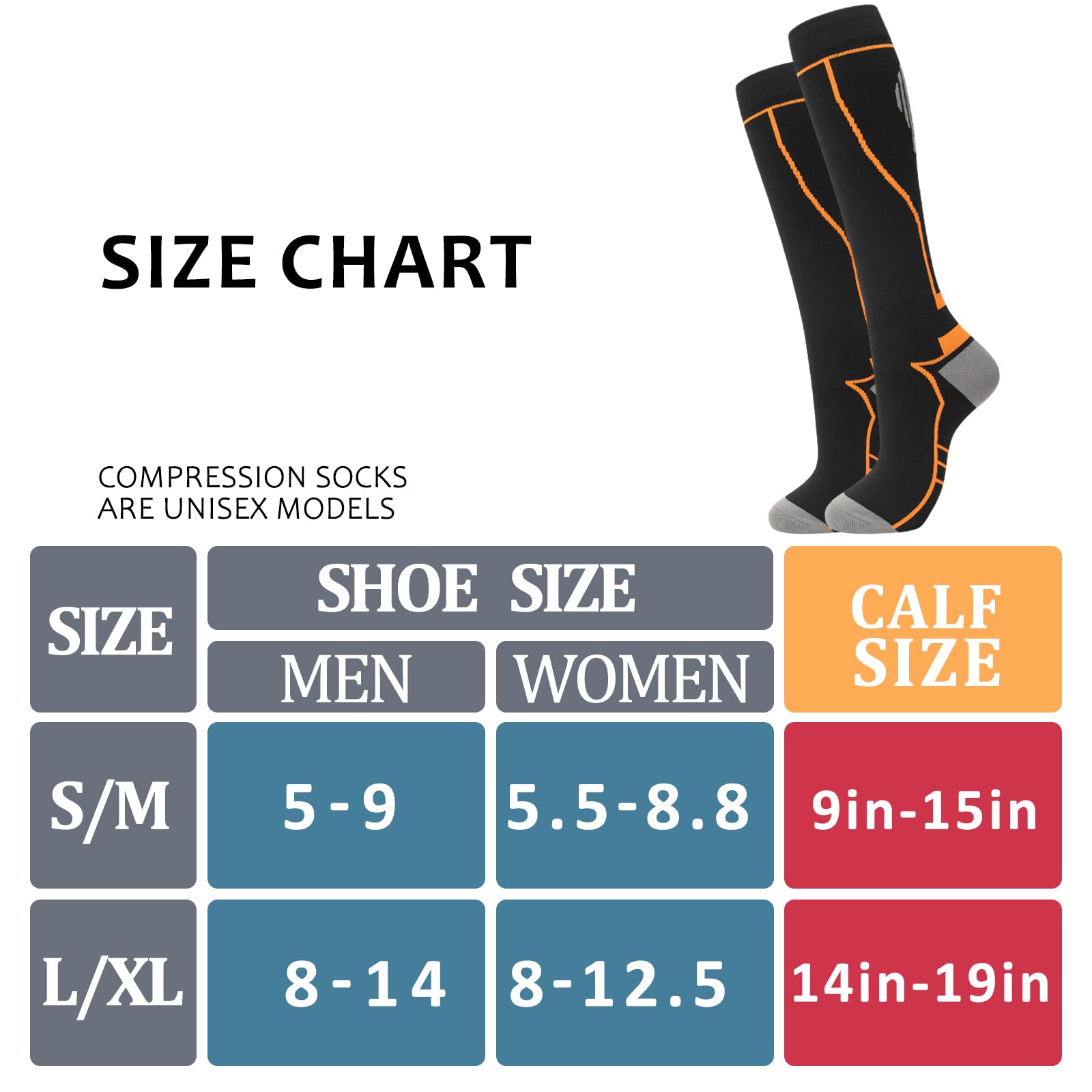 hello momoya Compression Socks for Women Men Knee High Support Socks 8 Pairs for Nurses, Running, Flying, Athletic