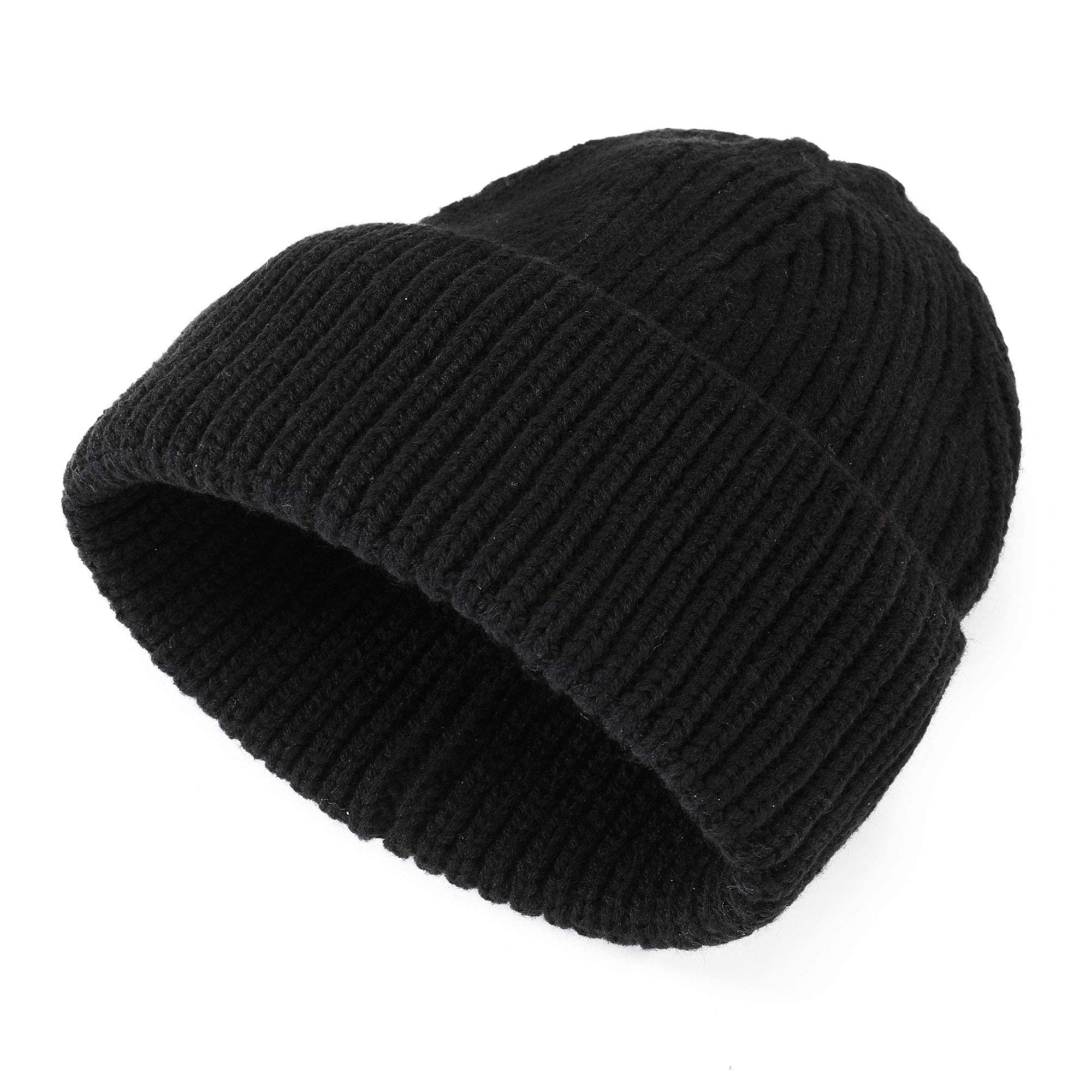 Feximzl Good Threads Beanie Hat Warm Knit Hat Thick Knit Skull Cap for Men Women (Black)