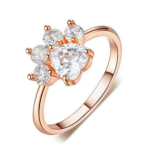 DTJEWELS 0.50 CT Heart Diamond Paw Print Wedding Engagement Promise Ring 14k Rose Gold GP