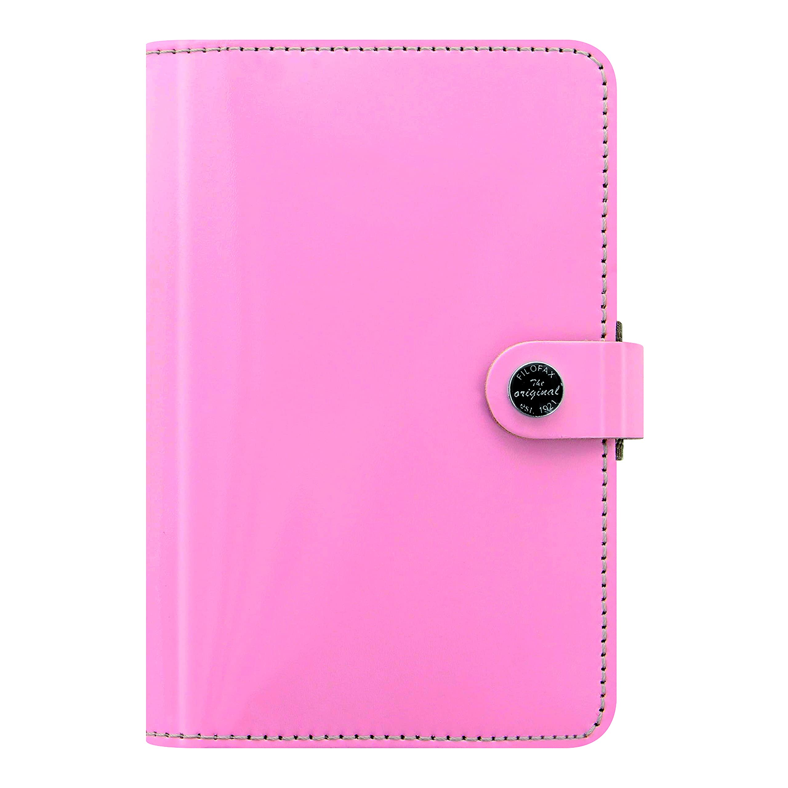 Filofax The Original Organizer, Personal Size, Patent Rose - Leather, Six Rings, Week-to-View Calendar Diary, Multilingual, 2022 (C022595-22)