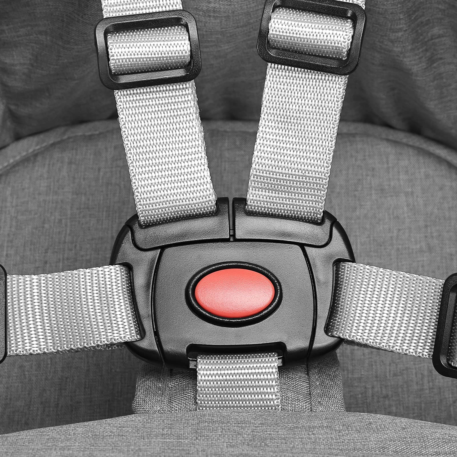 Hook On Chair with Tray, Fold-Flat Storage and Tight Fixing Clip on High Chair, Portable Baby Feeding Seat, High Chair for Home and Travel (Grey)