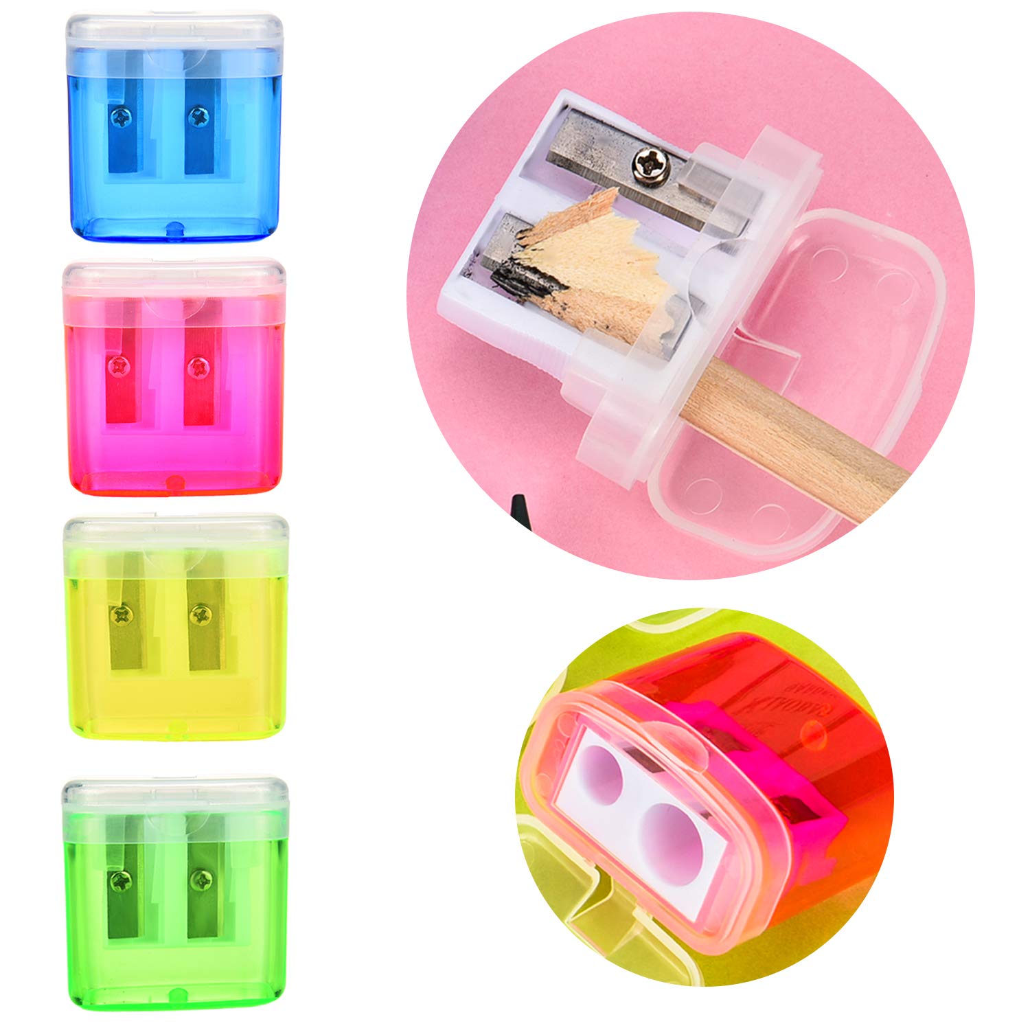 Dual Hole Pencil Sharpener Manual Pencil Sharpeners with Lid for School Home Office Using?12 Pieces?
