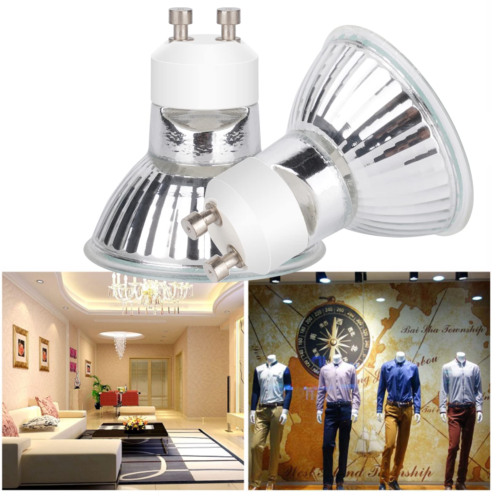 XBOCMY GU10 Halogen Light Bulbs, 6 Pack 120V 50W MR16 GU10 MR16 Track Light Bulbs with Changer, Dimmable, gu10+c 120v 50w for Track&Recessed Lighting, High Brightness with Glass Cover, Long Lifespan