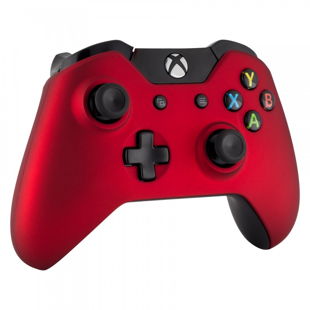 eXtremeRate Custom Design Unique Top Shell Case Front Housing Replacement Faceplate Kits for Xbox One Remote Controller Cover (Soft Touch Red)