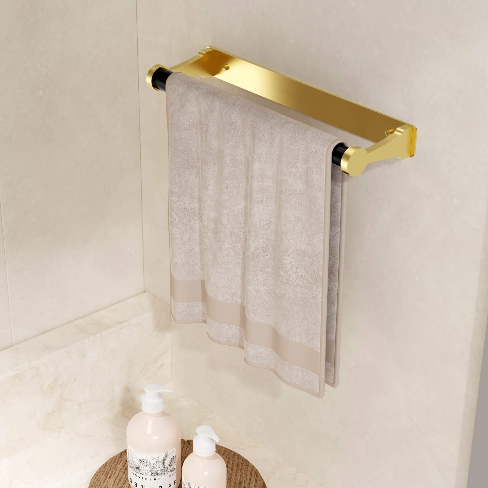 HCHANGEN Paper Towel Holder Under Cabinet Wall Mounted Stainless Steel Paper Towel Holder for Kitchen, Self Adhesive or Screw (Gold Black)