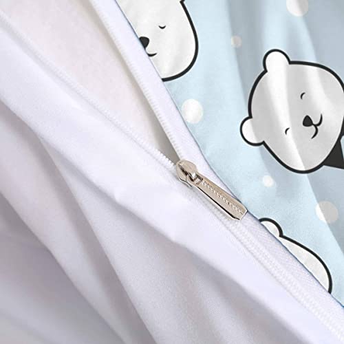 Quilt Cover Twin Size Cartoon Animals 3D Bedding Sets Polar Bear Duvet Cover Breathable Hypoallergenic Stain Wrinkle Resistant Microfiber with Zipper Closure,beding Set with 2 Pillowcase