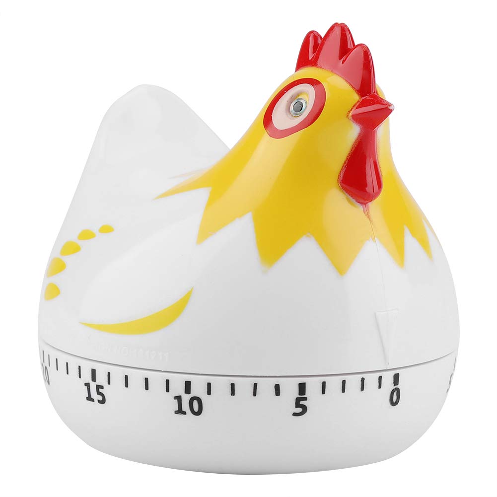 Kitchen Timer Chicken Pattern Countdown Reminder 72dB Loud Alarm Clock for Baking Cooking (White)