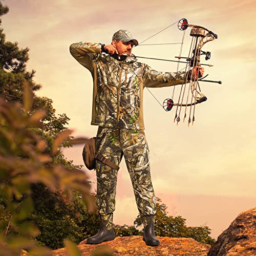 TIDEWE Hunting Clothes for Men with Fleece Lining, Safety Strap Compatible Water Resistant Silent Jacket and Pants, Hunting Suit for Climbing Hiking Trekking Camping (Next Camo G2 Size L)