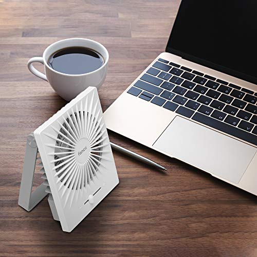 Fancii Portable Personal Desk Fan, Rechargeable Small USB Table Fan with Turbo Airflow, Whisper Quiet, Adjustable Stand - For Office or Travel (Brisé)