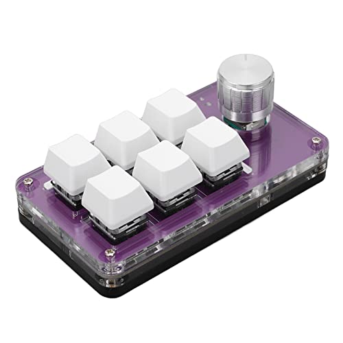 One Handed Mechanical Gaming Keyboard, Easy Operation TypeāC to USB Interface Mini Gaming Keyboard 6-Key Portable with Knob for Laboratory for Office