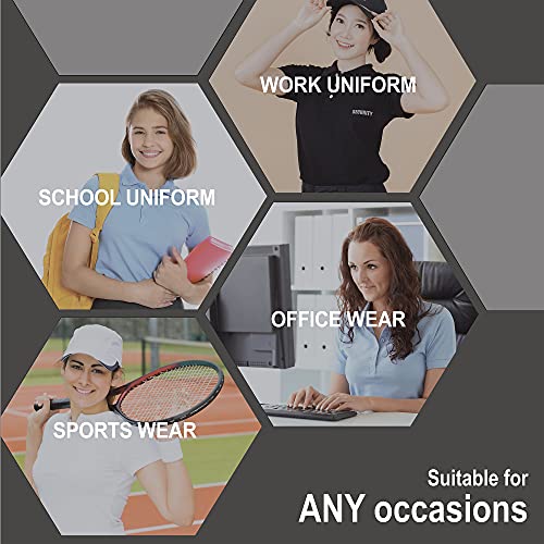 FRESH TEE Women's Adult Unisex 100% Cotton Classic Fit Polo Shirt Short Sleeve for Daily Work School Uniform (Large, Sky Blue)