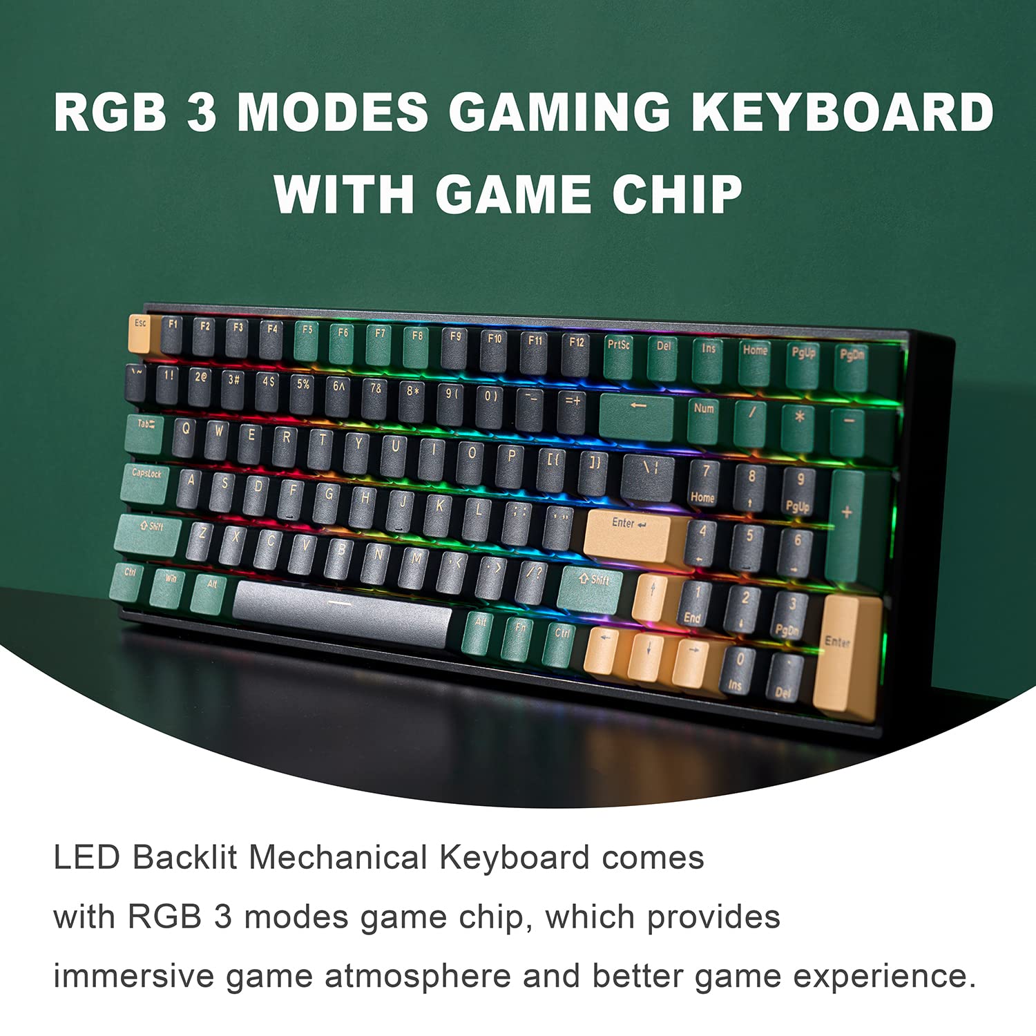 ONE METER Wireless Mechanical Keyboard, RGB Backlit Full Size 100 Keys with Hot Swappable Gateron Switches and PBT Keycaps, Bluetooth5.0/2.4G/Wired Rechargeable Gaming Keyboard for Mac Windows PC