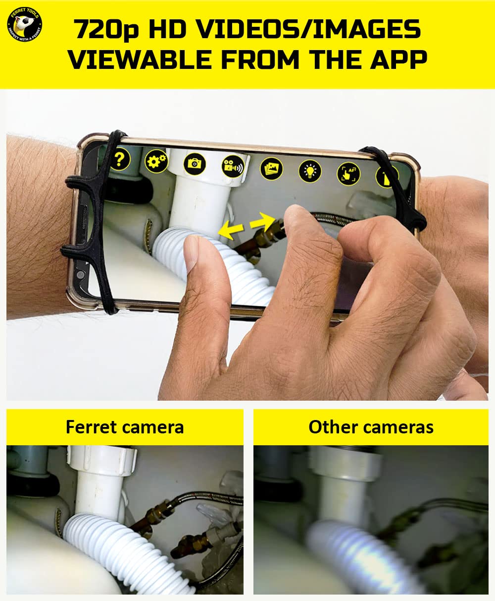 FERRET LITE – Multipurpose Wireless Inspection Camera, Rechargeable, Always Up Viewing Function, NOW with a Wireless range of up to 130’ (40m) - line of sight.