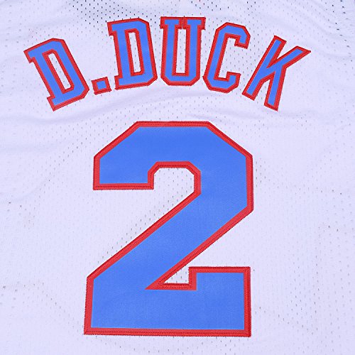 Youth Basketball Jersey #2 D Duck 90s Moive Space Shirts for Kids/Boys (White, Youth X-Large)