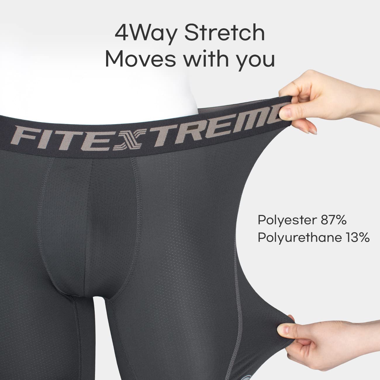 FITEXTREME Men's Compression Shorts 3 Pack, Cool Dry Mesh, Running Workout Athletic/Dark Gray M