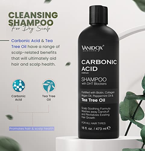 VANIDOX Carbonic Acid Shampoo and Conditioner for Men and Women, Deep Moisturizing Conditioner Thickens, Softens, & Smooths Set for Hair Growth and Repair, Made in USA - 16 Fl Oz Each