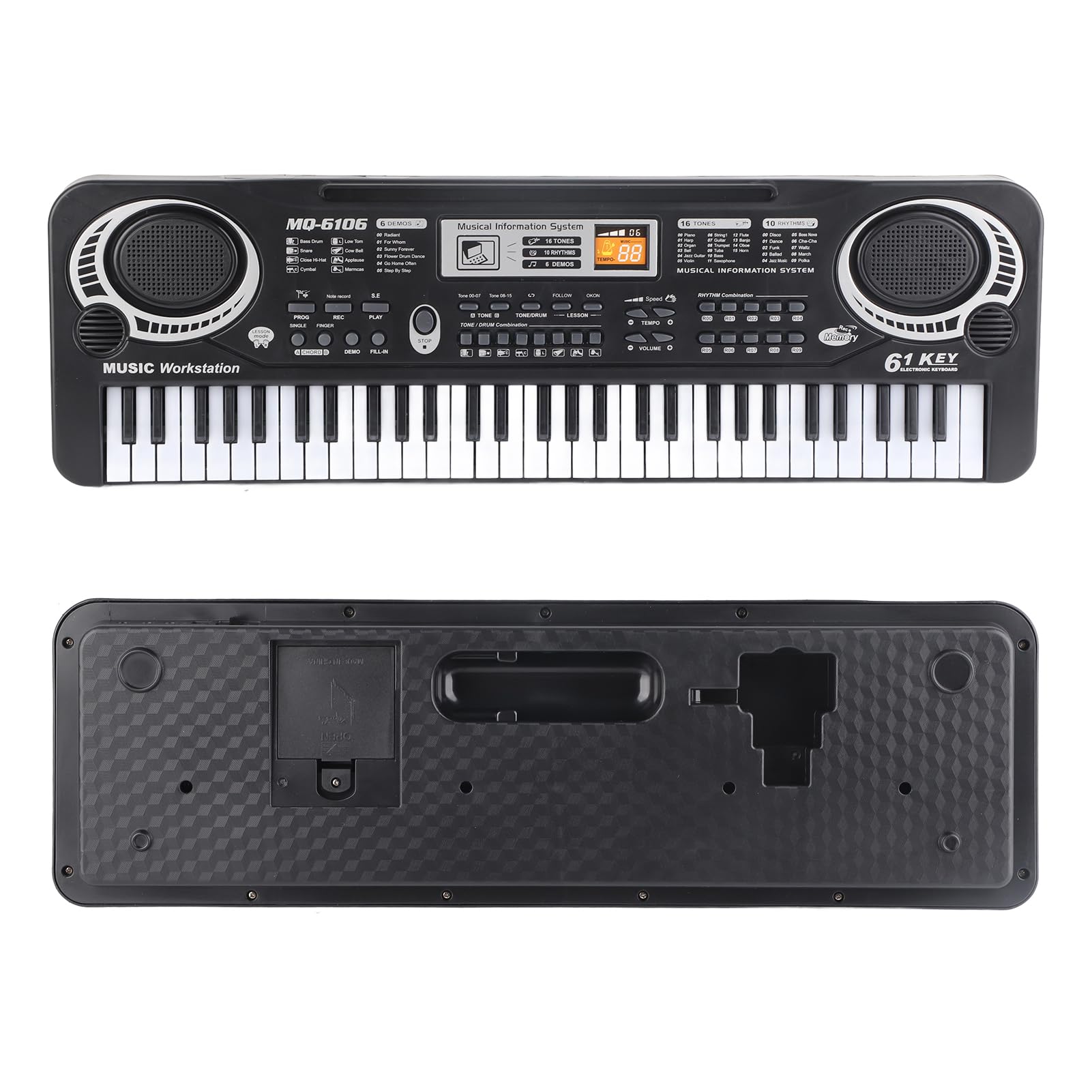Electronic Keyboard Piano, Portable 61-Key Electric Digital Piano With Microphone, USB Cable, US Plug Charger Piano Keyboard