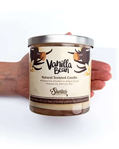 Vanilla Bean Scented Natural Soy Candle, Essential Fragrance Oils, 100% Soy, Phthalate & Paraben Free, Clean Burning, 9 Oz.