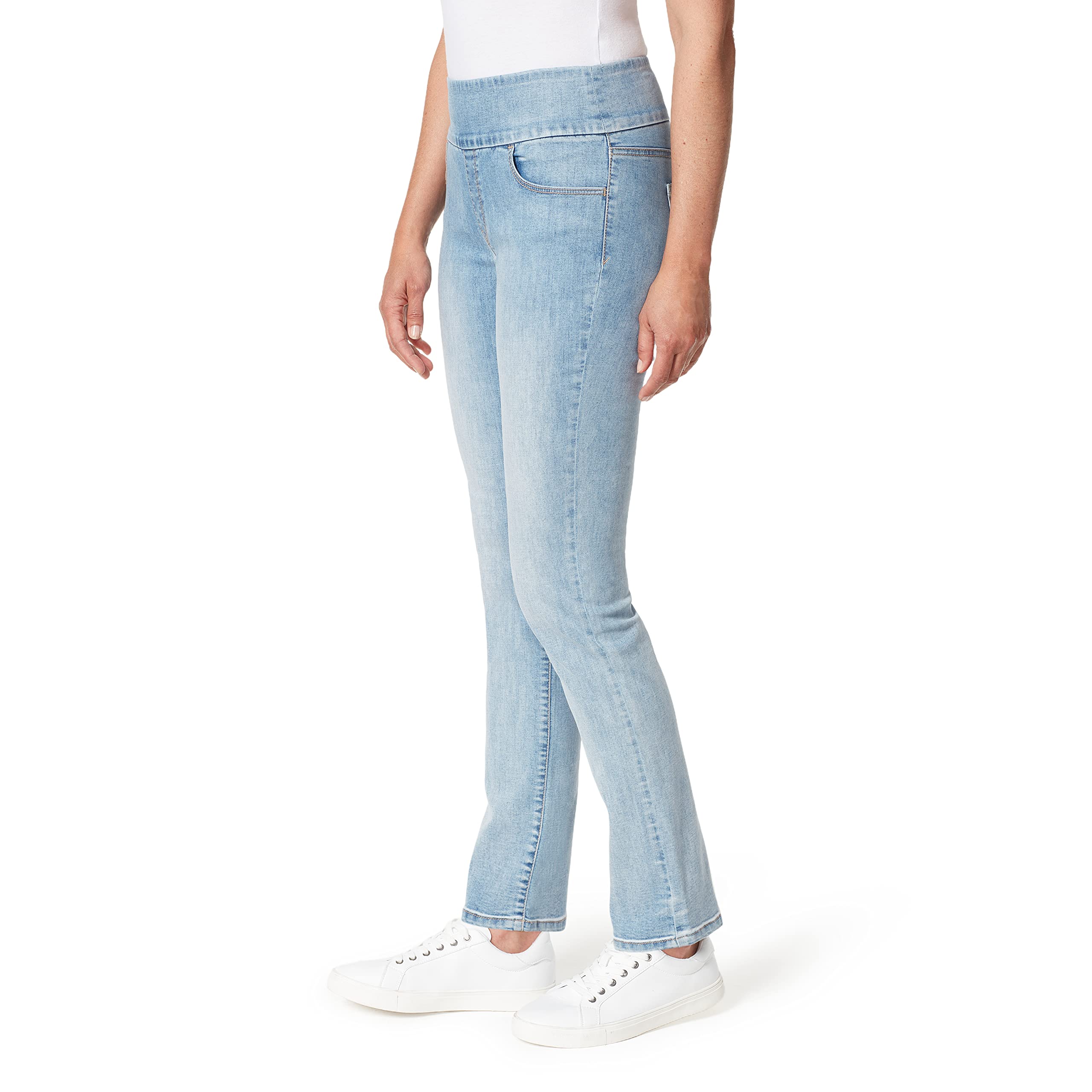 Gloria Vanderbilt Women's Amanda Pull on High Rise Jean Standard, Zermatt, 14 Short