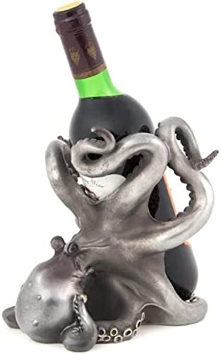 Octopus Wine Holder Figurine Countertop Bar Decor Octopus Sculpture Single Wine Holder (Sliver)