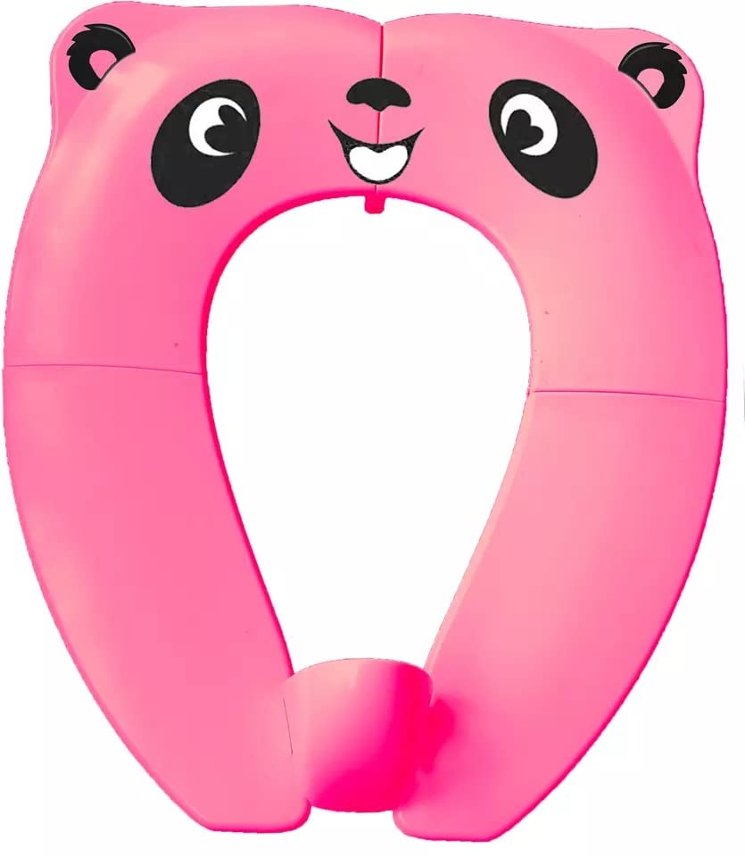 OniAme Portable Foldable Potty Training seat for Kids Toddlers, Home and Travel (Owl, Light Pink)