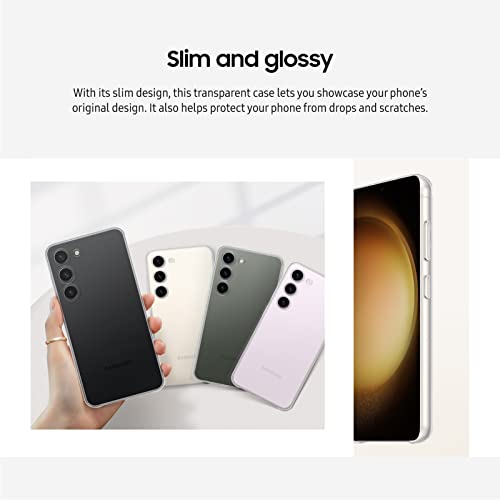 SAMSUNG Galaxy S23 Clear Slim Phone Case, Protective Cover w/Glossy, Thin Design, Protects from Drops and Scratches, Premium, Durable Material, US Version, EF-QS911CTEGUS, Transparent