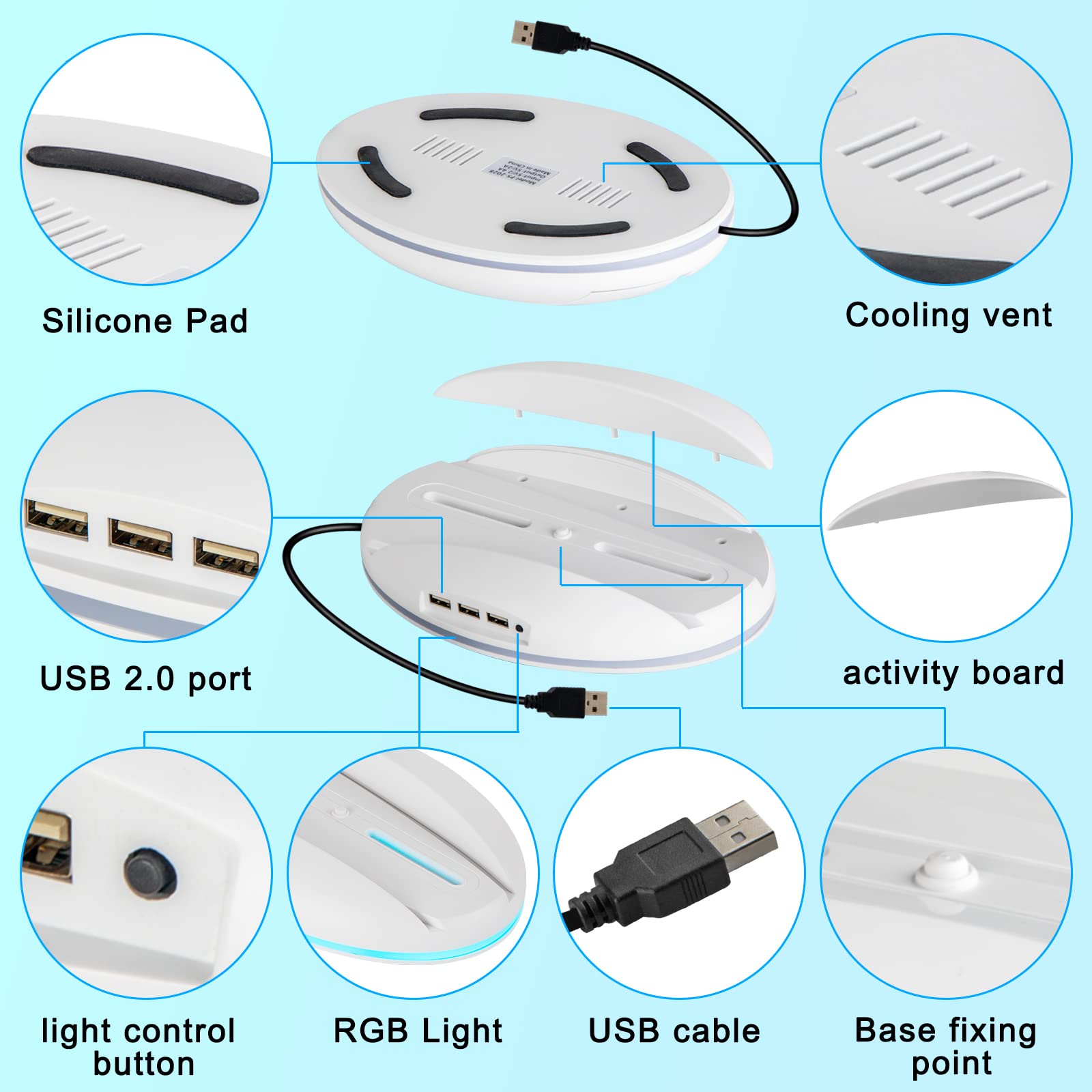 Iesooy for PS5 Stand - RGB LED Light - Vertical Holder Stand Accessory for PS5, Compatible with PlayStation 5 Digital Editions & Disc Editions - White
