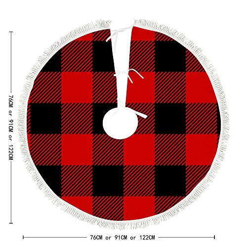Dream Bay Christmas Tree Skirt,Buffalo Plaid Christmas Tree Mat for Xmas Party Decoration 48x48 Inches