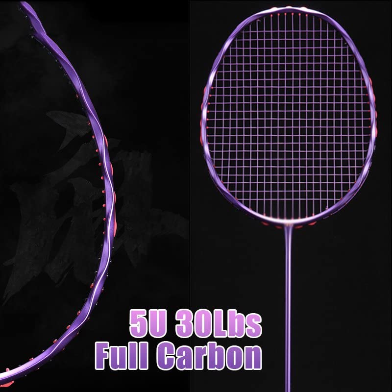 JHHDP 5U 75g 30Lbs Full Carbon Fibre Twist Frame Badminton Racket with Free Tied (Color : D, Size : 1)