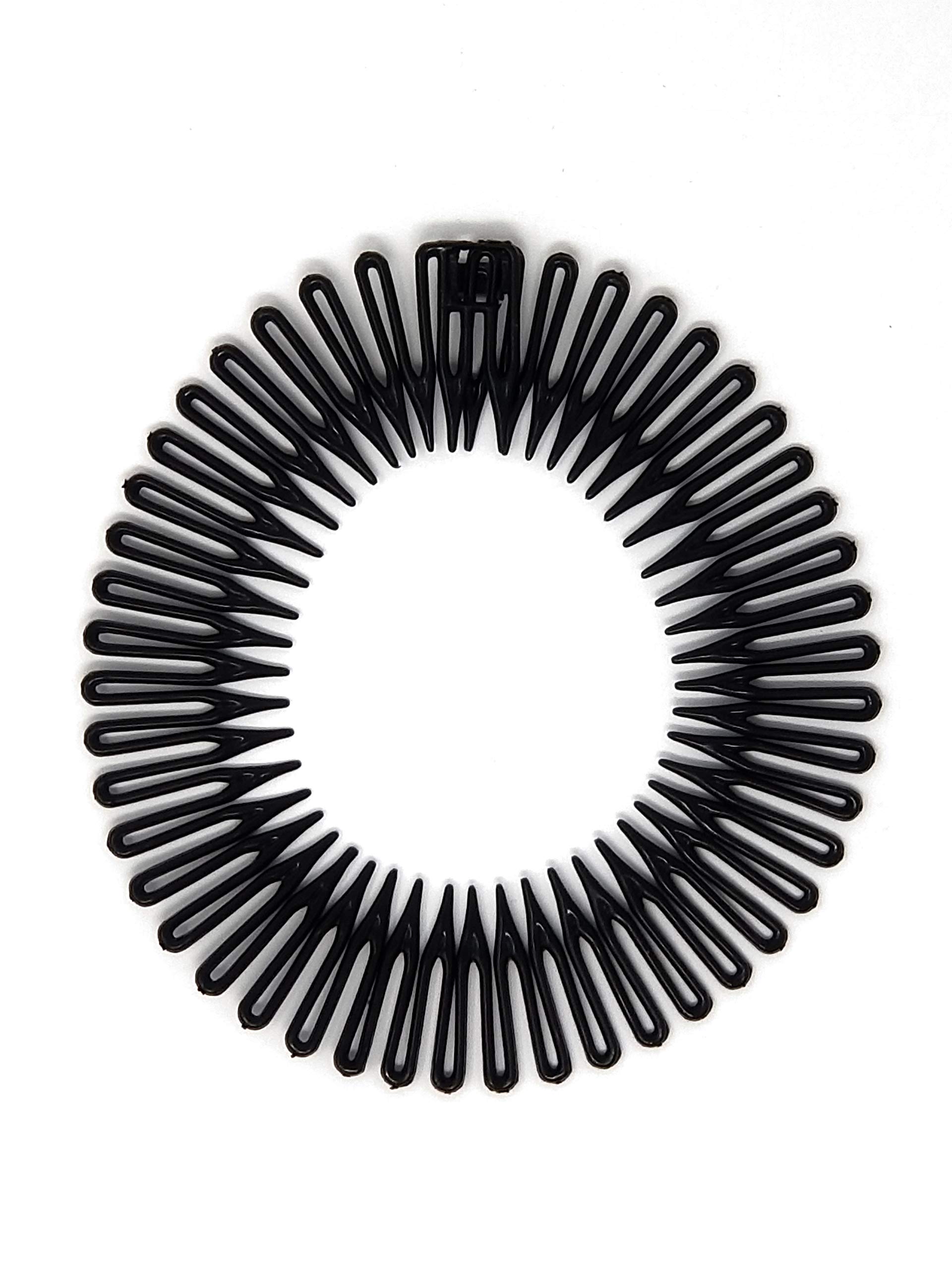 Flexible Stretch Comb Headband Accessories - 9 pieces Circular Zig Zag Plain Head Sport Beauty Tooth Clip Hair Wrap Holder Band for Women (One Size, Black) Azzon