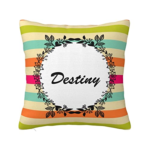KPSheng Personalized Floral Pillow 5 Designs Flower Pillow with Name Custom Name Throw Pillow Covers for Sofa Living Room Gifts for Girls, Mother's Day Birthday Gift idea