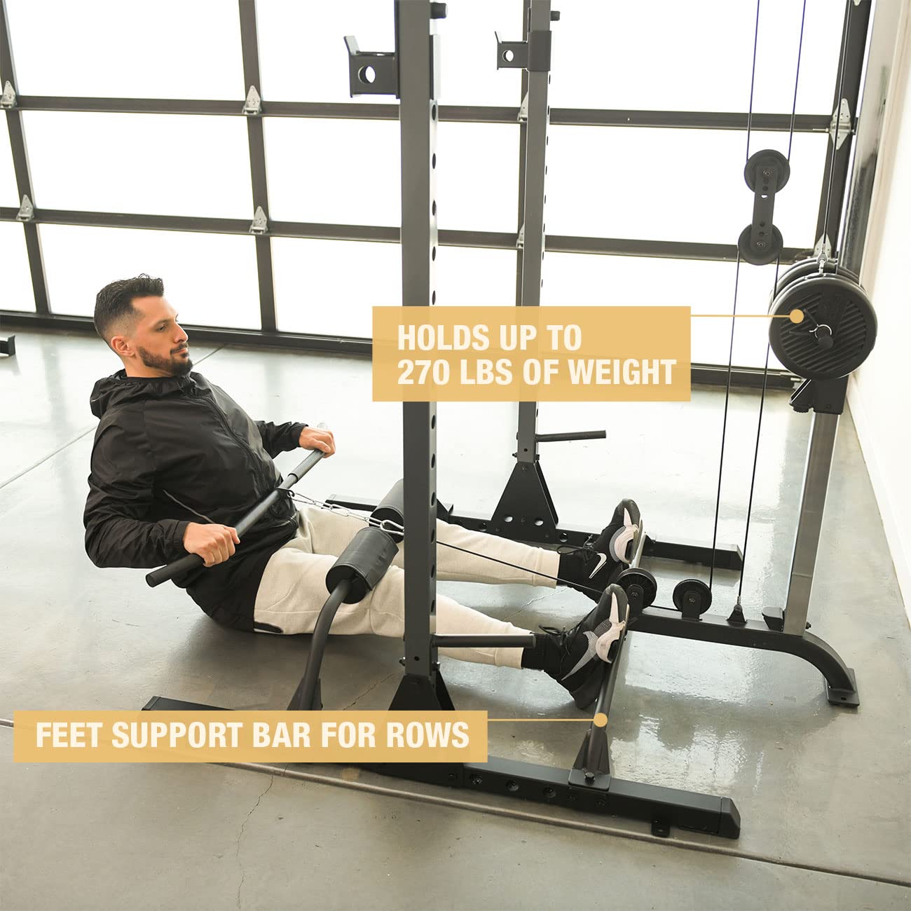 Fitness Reality Universal Olympic LAT Pull Down and Low Row Cable Attachment for Multiple Power Cages and Half Racks