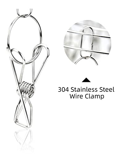 WAIKAS Space Saving Hangers with 20 Clips for Socks Underwear Baby Clothes, 304 Stainless Steel, Wind Proof