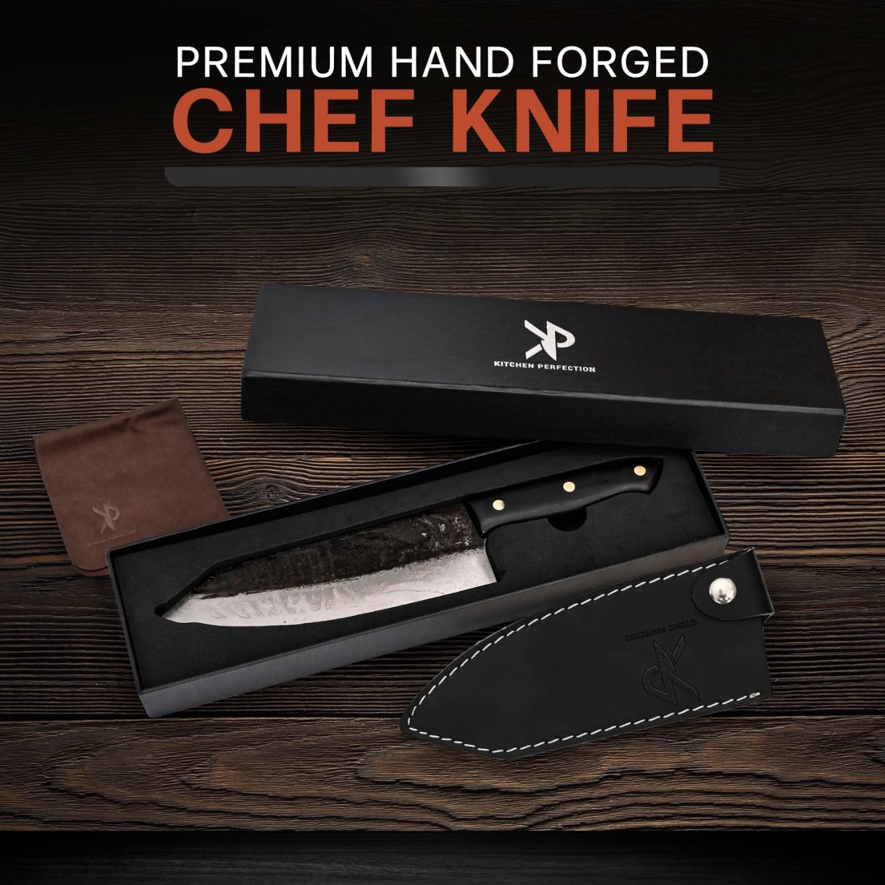 Kitchen perfection Handmade Chefs Knife - Extremely Sharp Kitchen Knife 8 Inch Professional Culinary Knife -Hand Sharpen Chopping Knife Meat Knife Kitchen For Men - High Carbon Steel w/Leather Sheath