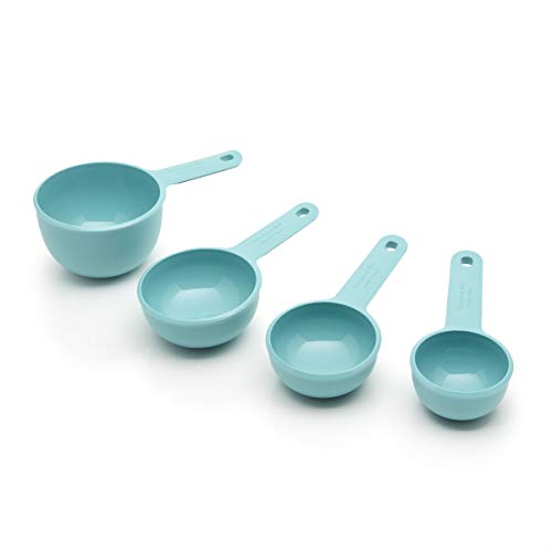 KitchenAid Classic Multifunction Can Opener/Bottle Opener, 8.34-Inch, Aqua Sky and KitchenAid Measuring Cups, Set Of 4, Aqua Sky