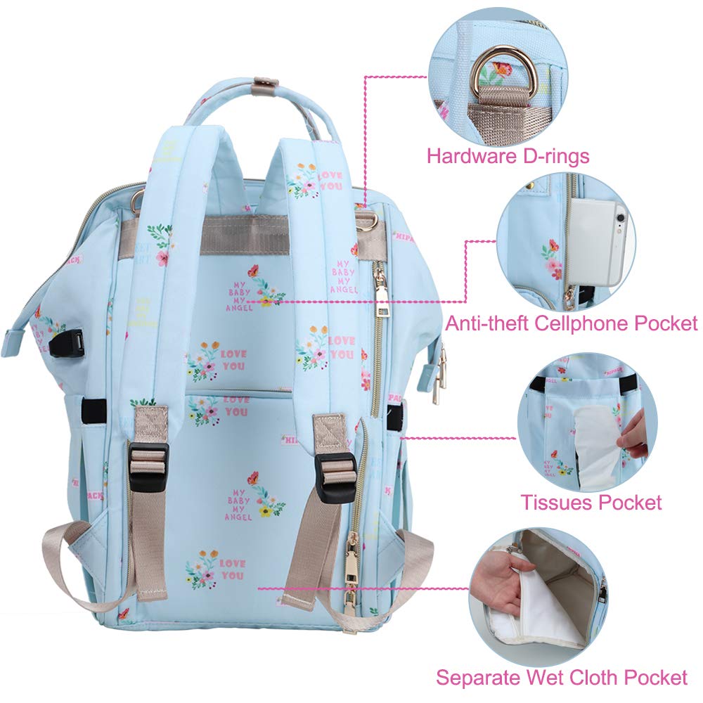Funnideer Diaper Bag Backpack,Large Capacity Diaper Bag for Mom/Dad with USB Charging Port,Stroller Straps,Multi-Function Waterproof Backpack Nappy Bags for Baby Care, Durable and Fashionable