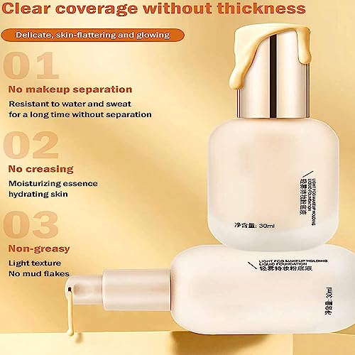 Hydrating Waterproof and Light Long Lasting Foundation Light Fog Makeup Holding Liquid Foundation,Hydrating Foundation for Dry Mature Skin, Cream Liquid Foundation (1Pcs Natural)