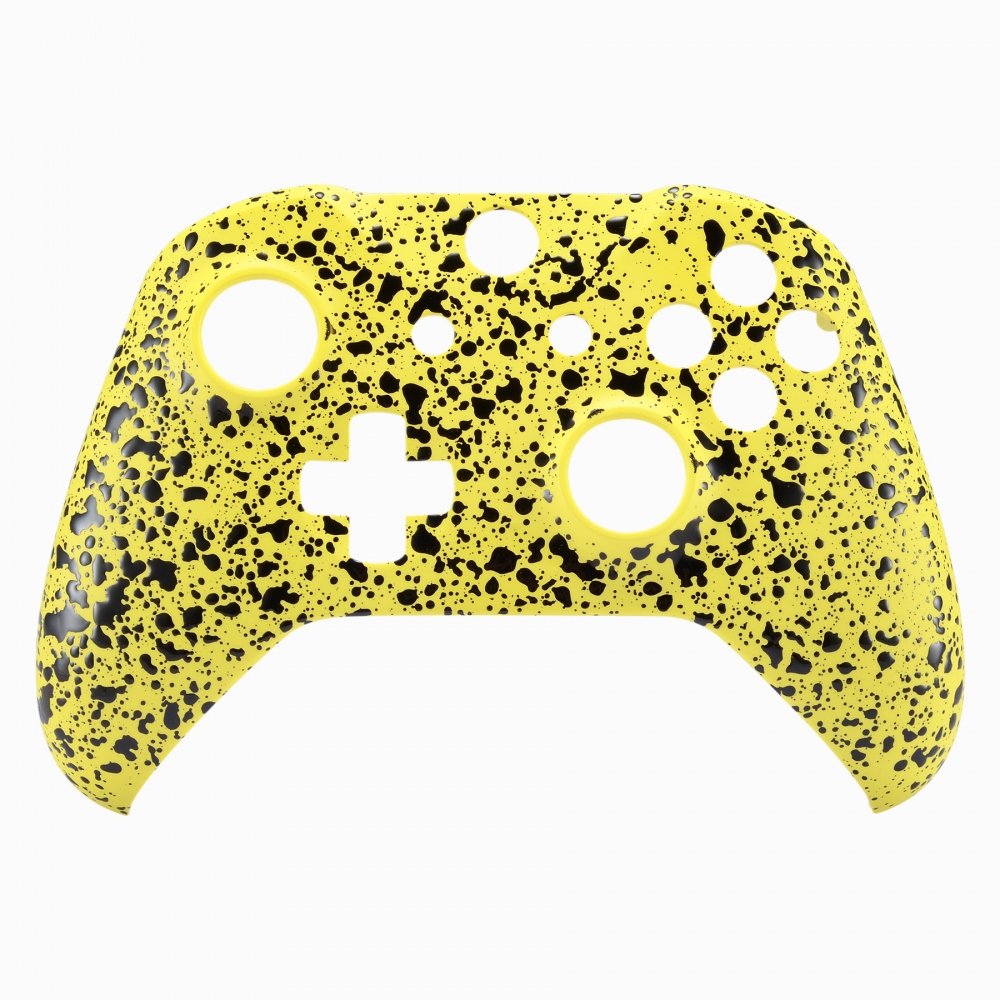 eXtremeRate Textured Yellow Faceplate Cover, 3D Splashing Front Housing Shell Case, Comfortable Non-Slip Replacement Kit for Xbox One Wireless Controller Model 1708 - Controller NOT Included