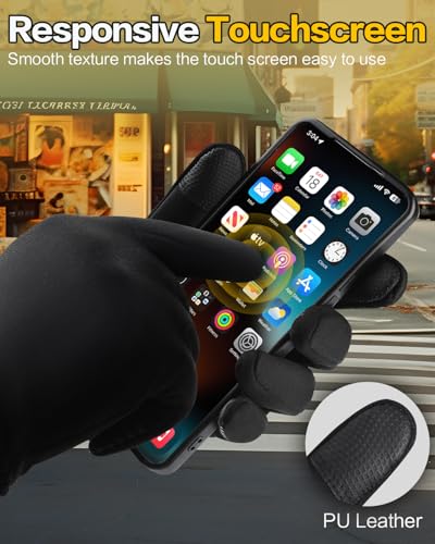 FEWTUR Winter Hiking Gloves for Men Women Cold Weather - Thermal Warm Gloves with Touchscreen Finger for Running Biking