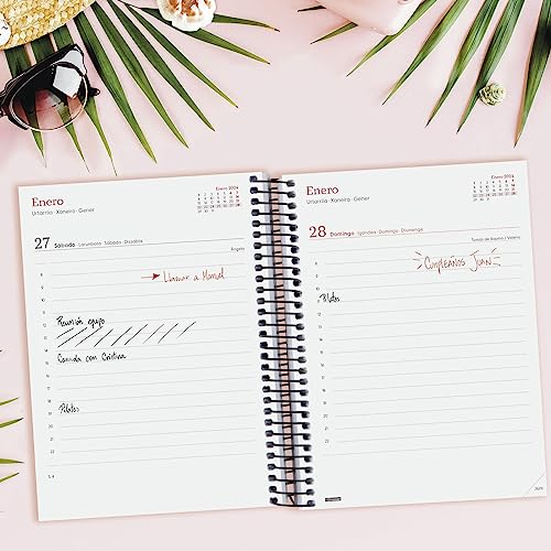 Finocam - Planner 2024 Spiral Design Collection 1 Day Page January 2024 - December 2024 (12 Months) Spanish Forest