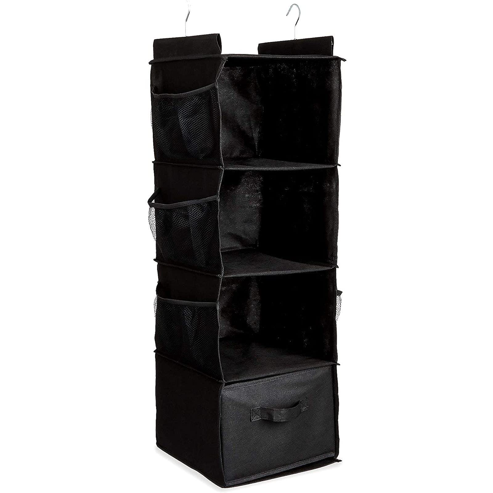 Farmlyn Creek 4-Shelf Hanging Closet Organizer with Pockets (Black, 12 x 11.5 x 33.6 in)