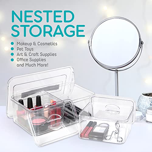 Richards Homewares Plastic Storage Containers with Lids for Organizing - 1 Large and 2 Medium Bins - Clear Box for Closet, Kitchen, Pantry, Garage, Toys and Shoes