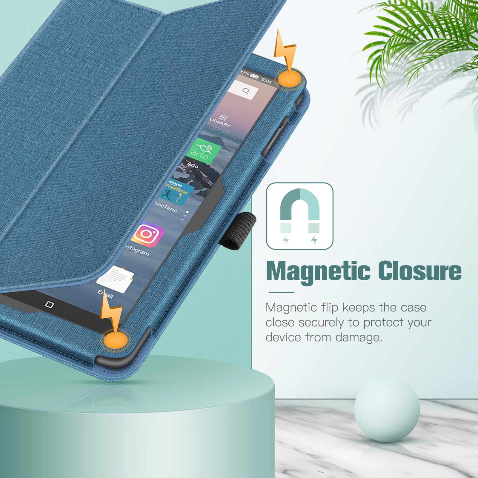 Fintie Folio Case for Amazon Fire HD 8 & Fire HD 8 Plus Tablet (Fits Both 12th/10th Generation, 2022/2020 Release)- Slim Fit Premium Vegan Leather Standing Cover with Auto Sleep/Wake, Twilight Blue