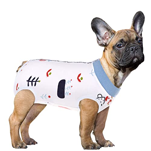 SAWMONG Dog Recovery Suit, Recovery Suit for Dogs After Surgery, Dog Spay Surgical Suit for Female Dogs, Dog Onesie Body Suit for Surgery Male Substitute Dog E-Collar Cone, Plant Blue, X-Large
